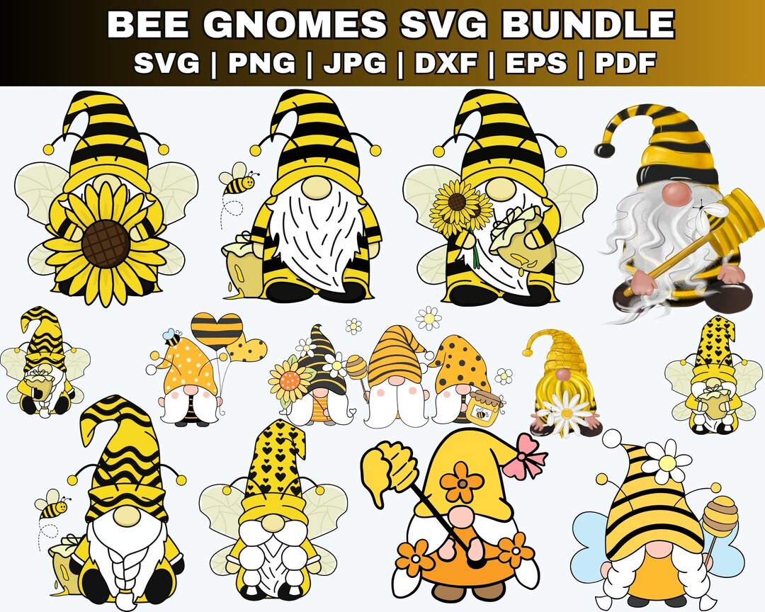 Bee Gnome Svg| Spring Gnomes Cut Files| Summer Gnomes Svg| Dxf| Eps ...