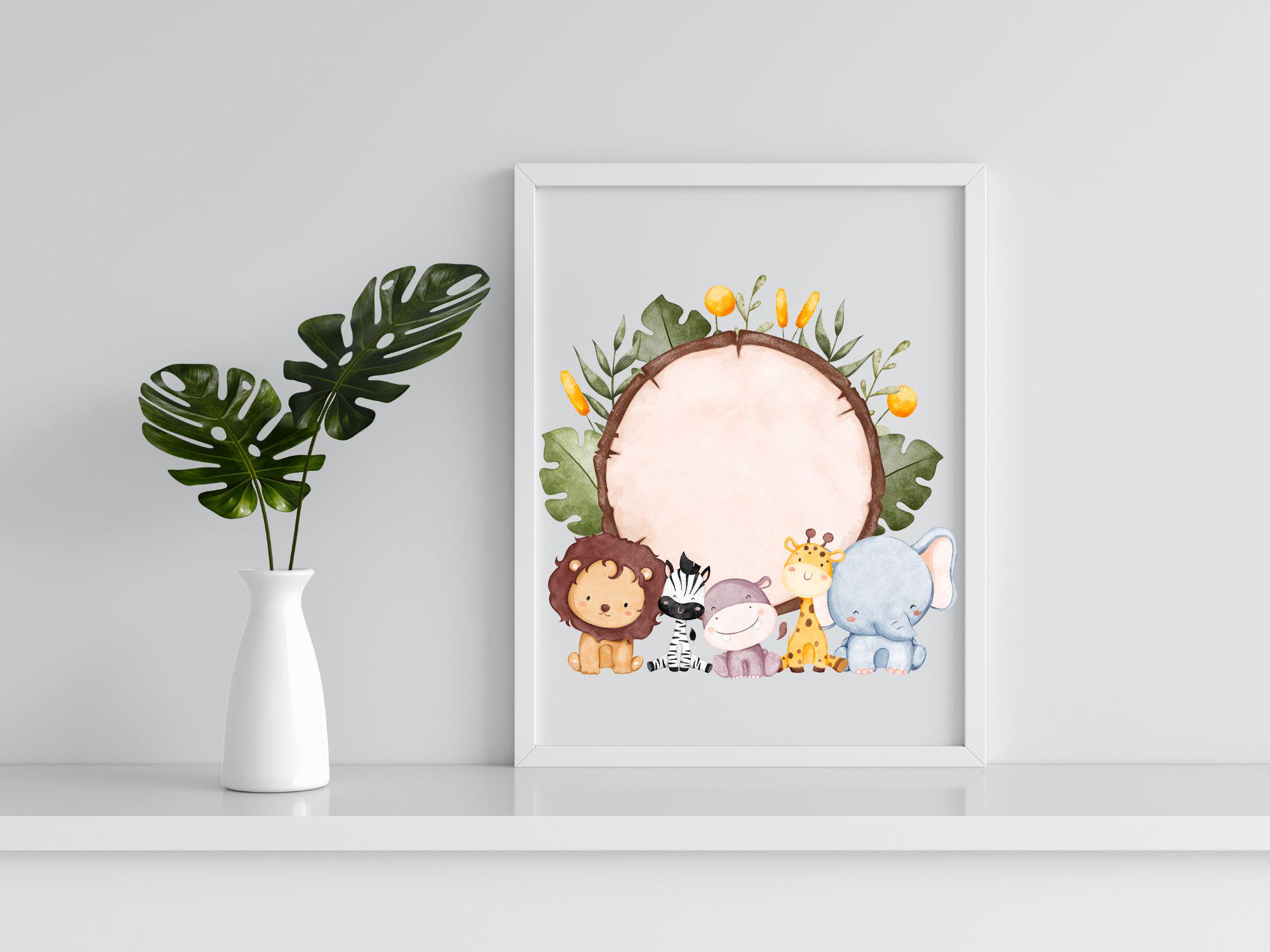 Watercolor Safari Animals Clipart: Baby Shower PNG SVG (digital ...