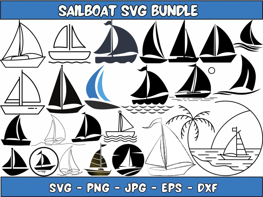Sailboat SVG, Sailboat PNG Bundle, Sailboat Clipart, Sailboat SVG Cut ...