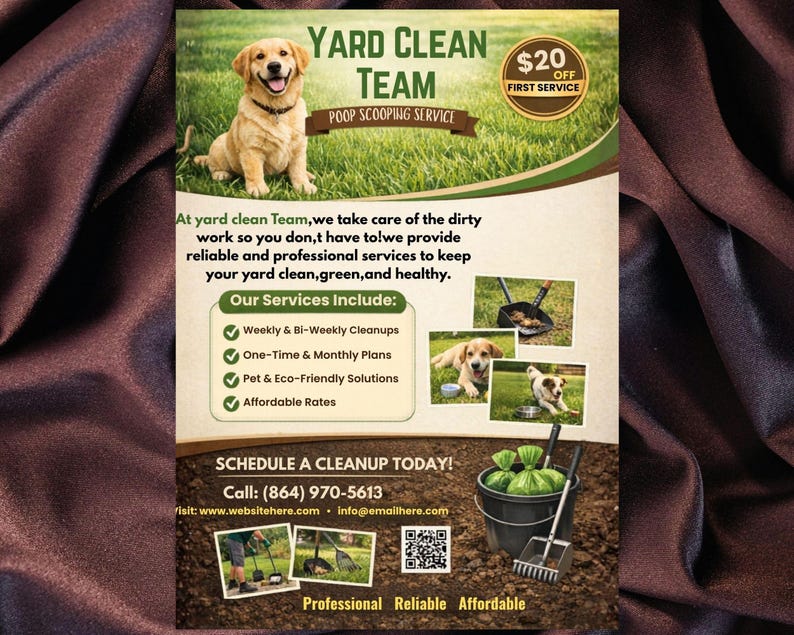 Editable Poop Scooping Service Flyer, Pet Waste Cleanup Marketing (8 ...