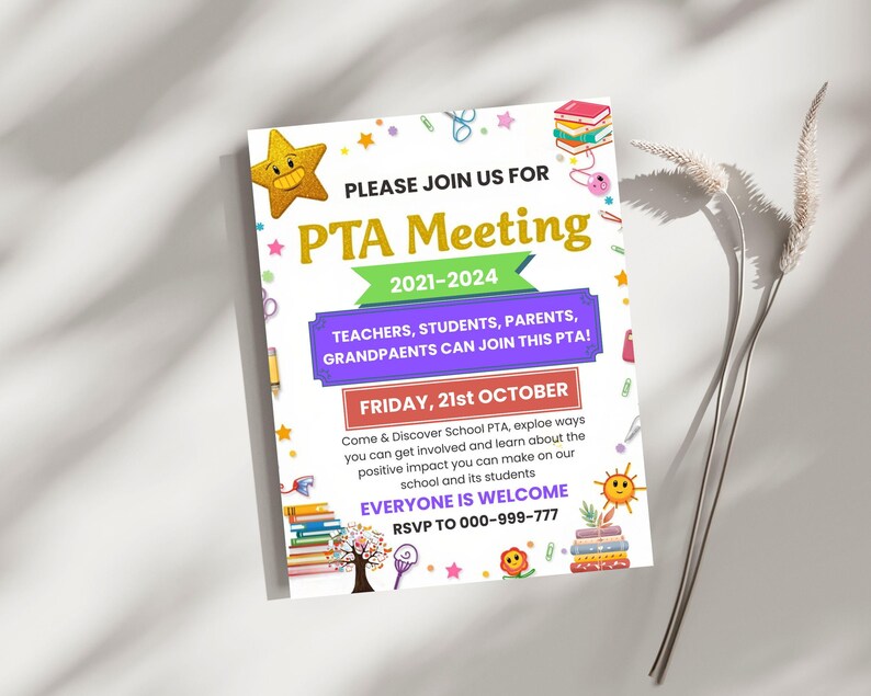 PTO PTA Meeting Flyer, Pto/pta Information Meeting Flyer, Editable ...