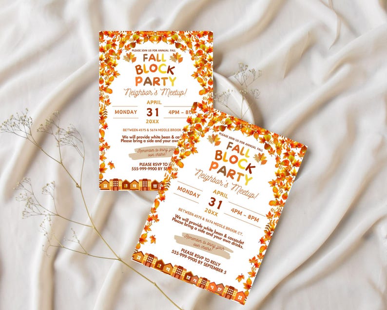 Fall Block Party Flyer Template: Autumn Neighborhood Meetup (canva ...