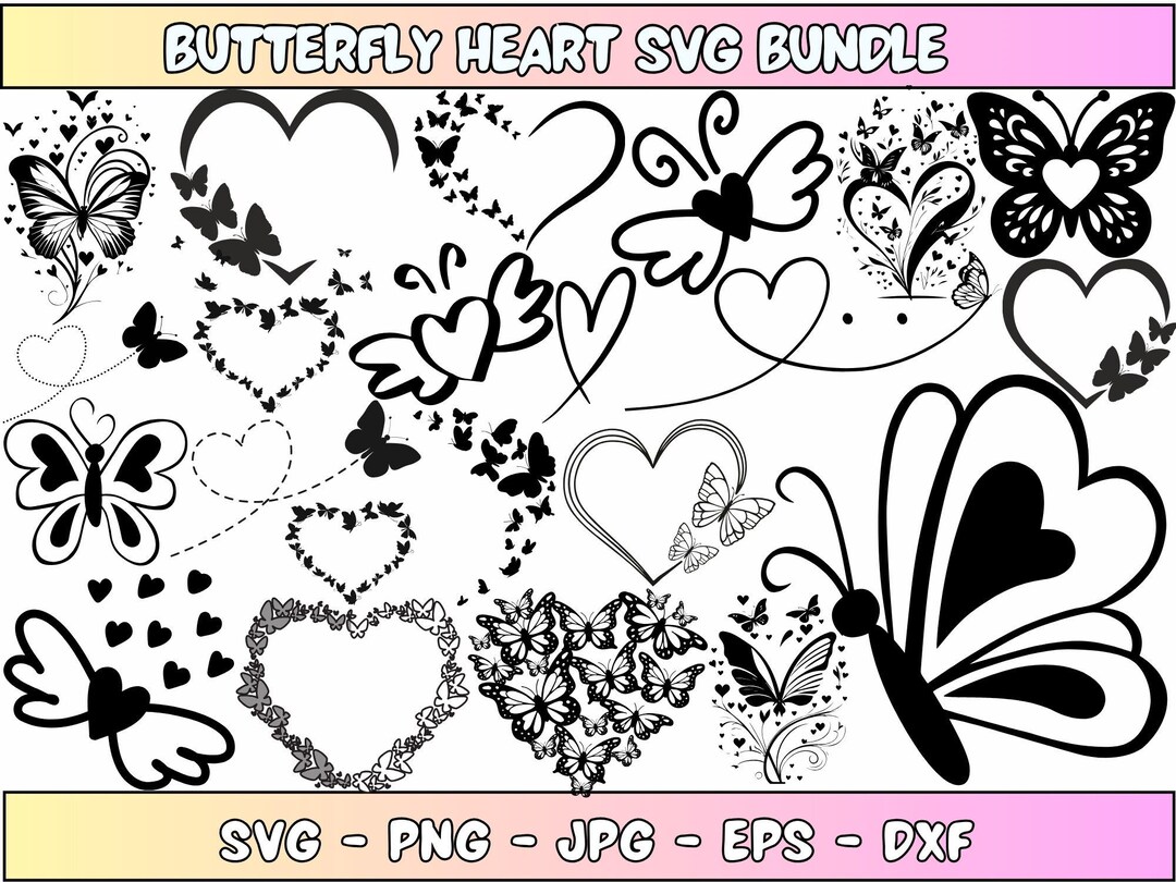 Butterfly Heart Svg, Flying Butterflies Svg, Butterfly Wings Svg ...