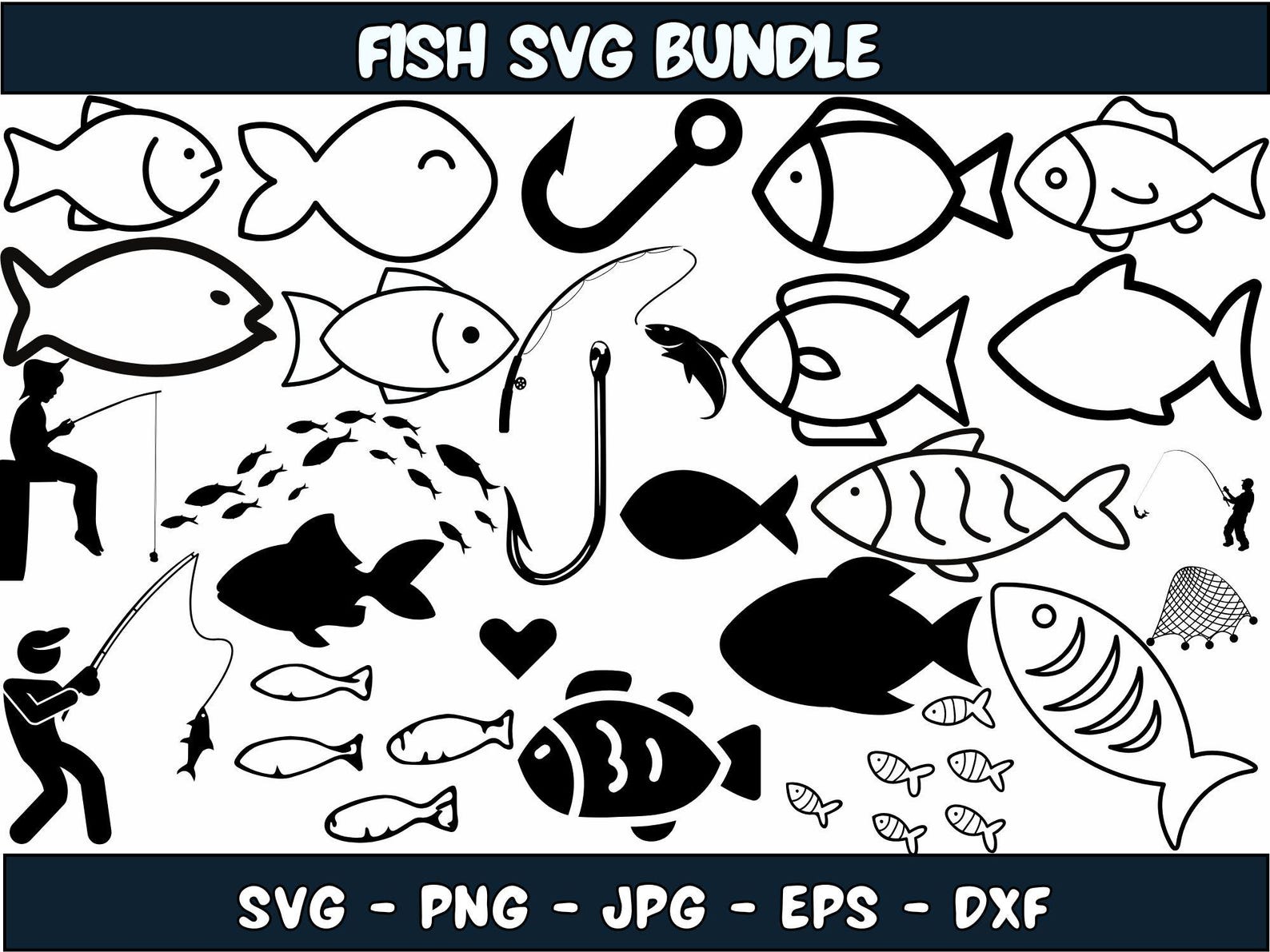 Fish SVG Bundle, Fish PNG Bundle, Fish Clipart, Fish SVG Cut Files for ...