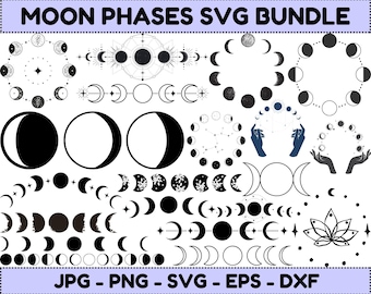 Moon Svg Bundle, Moon Phase SVG Png, Lunar Phases Svg, Moon Phase Clip ...