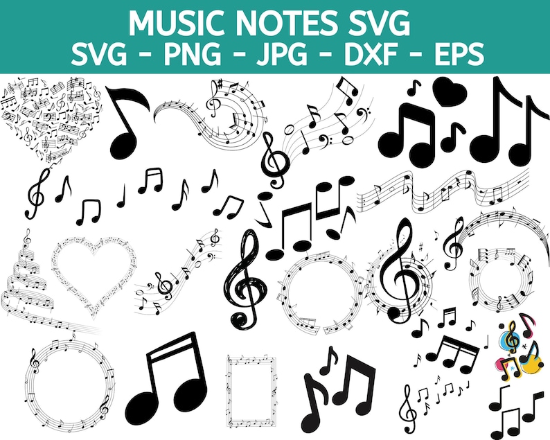 Music Notes SVG Bundle: Vector Clipart, Cut Files (digital Download) - Etsy