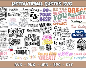 Motivational Quotes Svg Bundle, Positive Quote Svg, Affirmation Svg ...