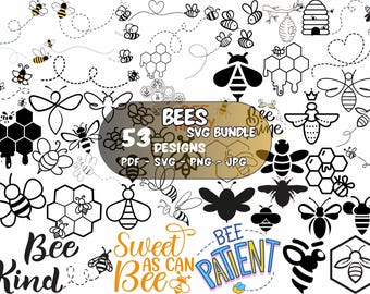 Bee SVG Bundle, Bumble Bee Svg, Honey Svg, Bee Clipart, Bee Silhouette ...