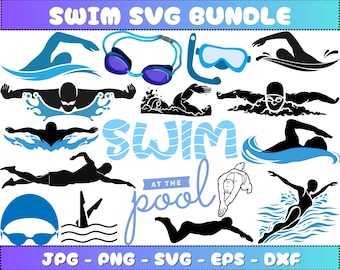Swimming SVG Bundle: Swimmer Cut Files for Cricut & Silhouette (digital ...