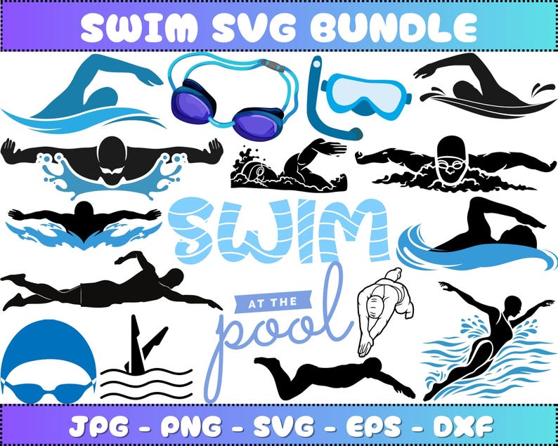 Swimming SVG Bundle: Swimmer Cut Files for Cricut & Silhouette (digital ...