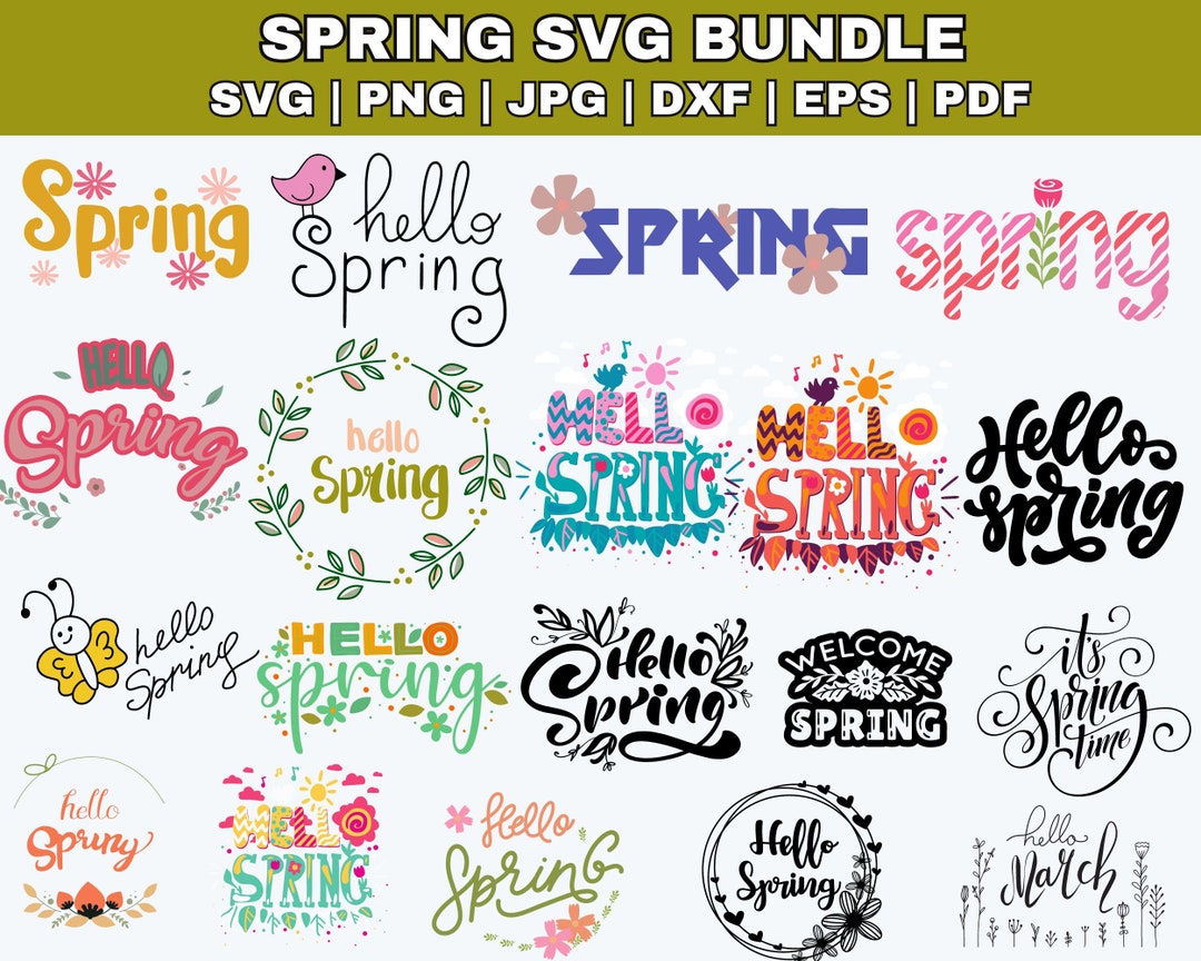 Spring Svg Bundle, Hello Spring Svg, Spring is Here Svg, Spring Png ...