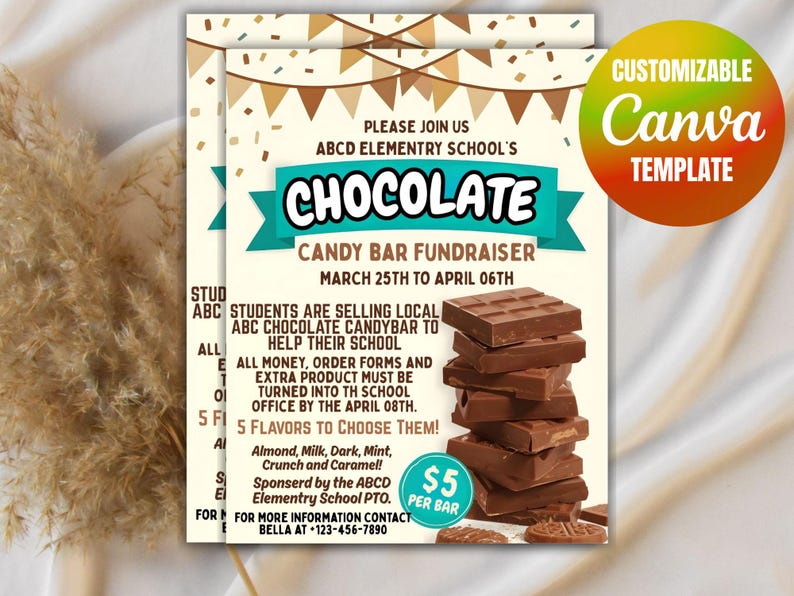 Editable Chocolate Fundraiser Flyer: School PTA Event (digital Download ...