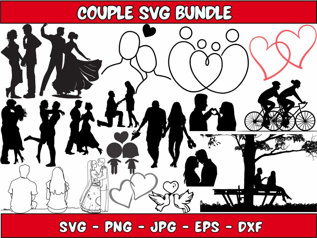Couple Svg Bundle, Couple Clipart, Couple Silhouette, Lovers Svg Bundle ...