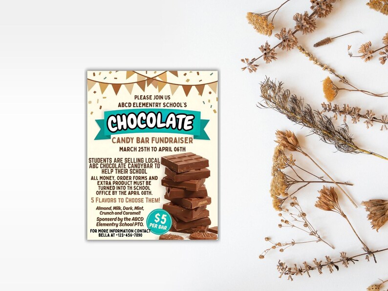 Editable Chocolate Fundraiser Flyer: School PTA Event (digital Download ...