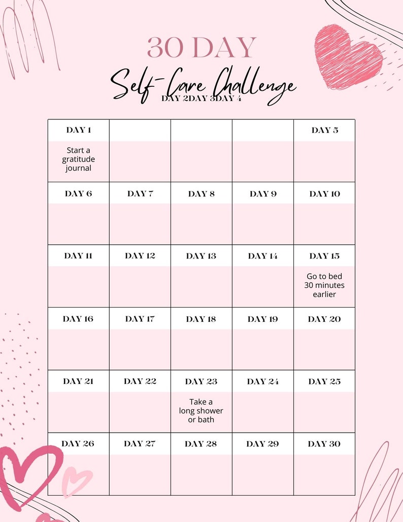 30 Day Self Care Wellness Tracker - Etsy