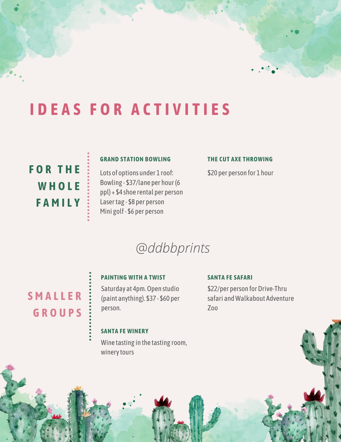 Family Friends Reunion Group Vacation Trip Invitation Itinerary Cactus ...