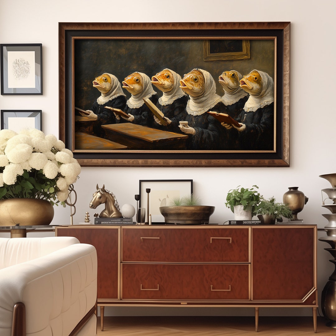 Frame TV Nun Fish Art, Halloween Nun Painting, Work as Desktop ...