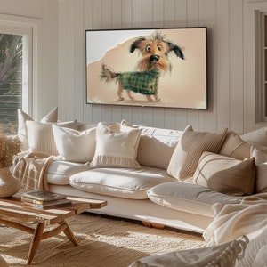 Frame TV Art Scruffy Dog, Pup Wears Sweater, Works as Desktop Wallpaper ...
