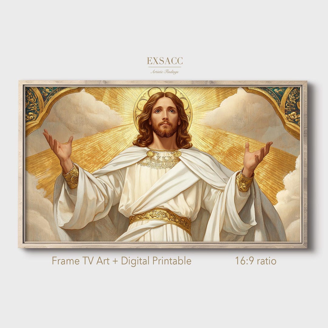 Jesus Resurrection Frame TV Art Christian, Gold Desktop Wallpaper, Plus ...