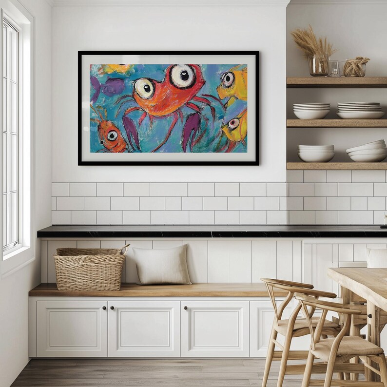 Crab Frame TV Art, Under the Sea Digital Painting Desktop Wallpaper ...