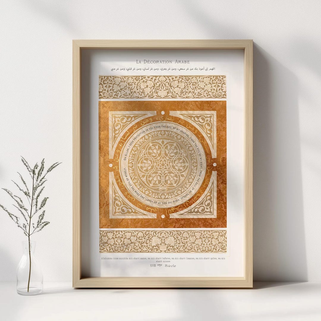 Islamic Dua for Protection Art Printable: Vintage Muslim Home Decor ...