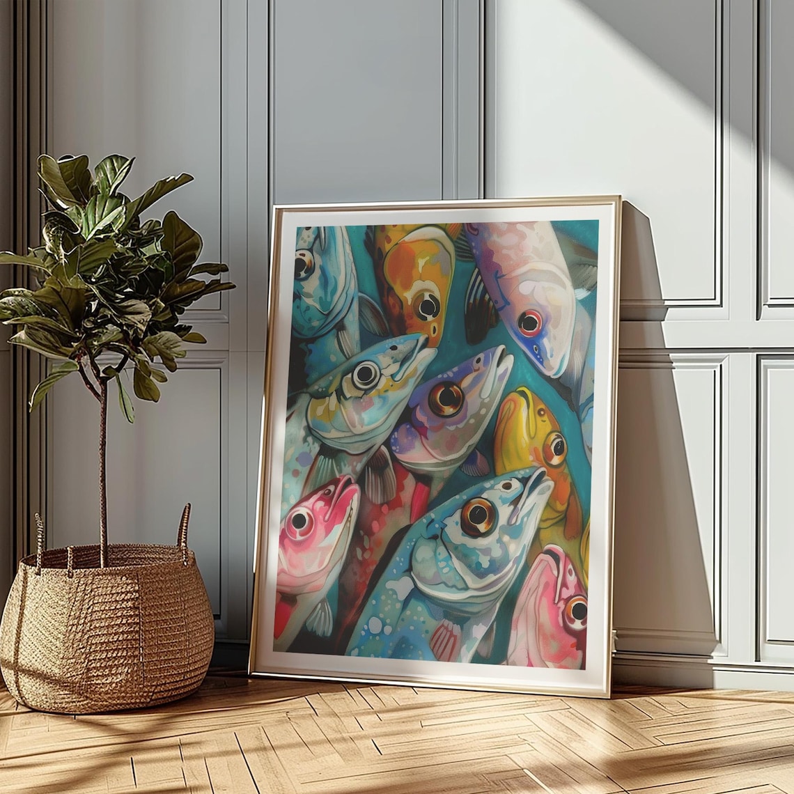 Fun Printable Fish Stack Painting Wall Art Digital Download - Etsy