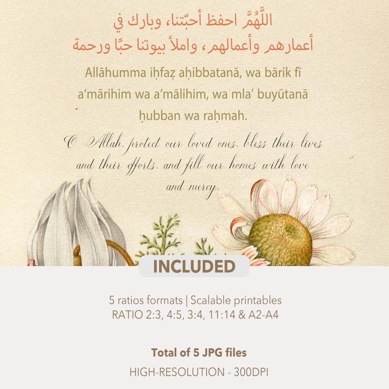 Dua for Family Printable Islamic Wall Art, Vintage Caterpillar Fruits ...