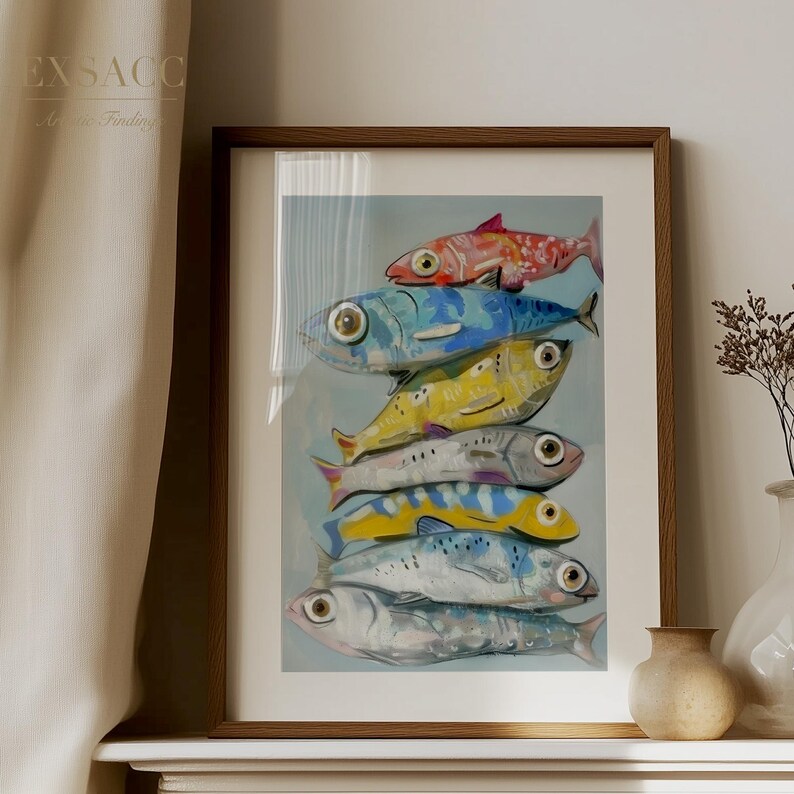 Fun Printable Fish Stack Painting Wall Art Digital Download - Etsy