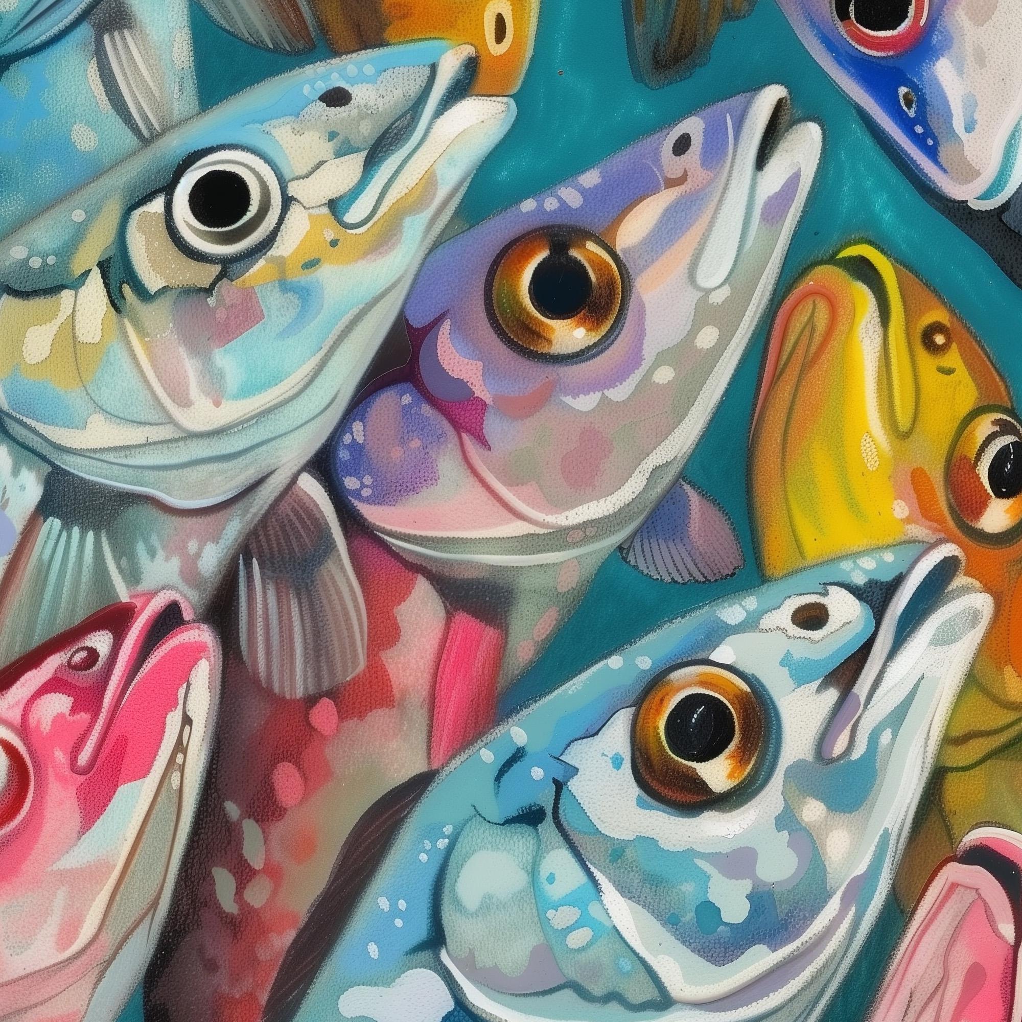 Fun Printable Fish Stack Painting Wall Art Digital Download - Etsy