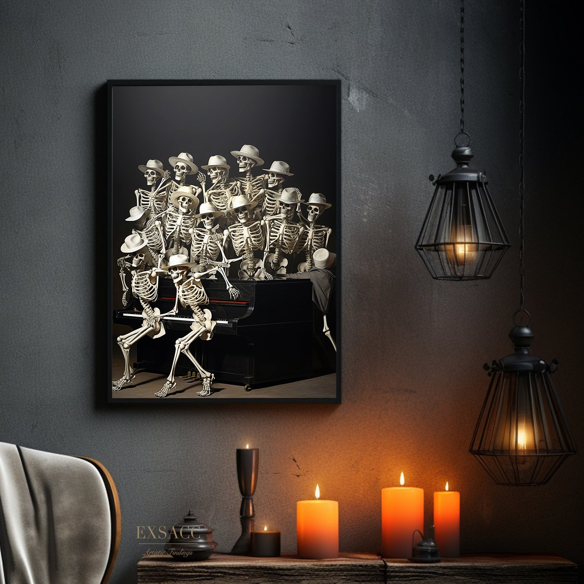 Happy Halloween Decor Skeleton Piano Band High Resolution - Etsy