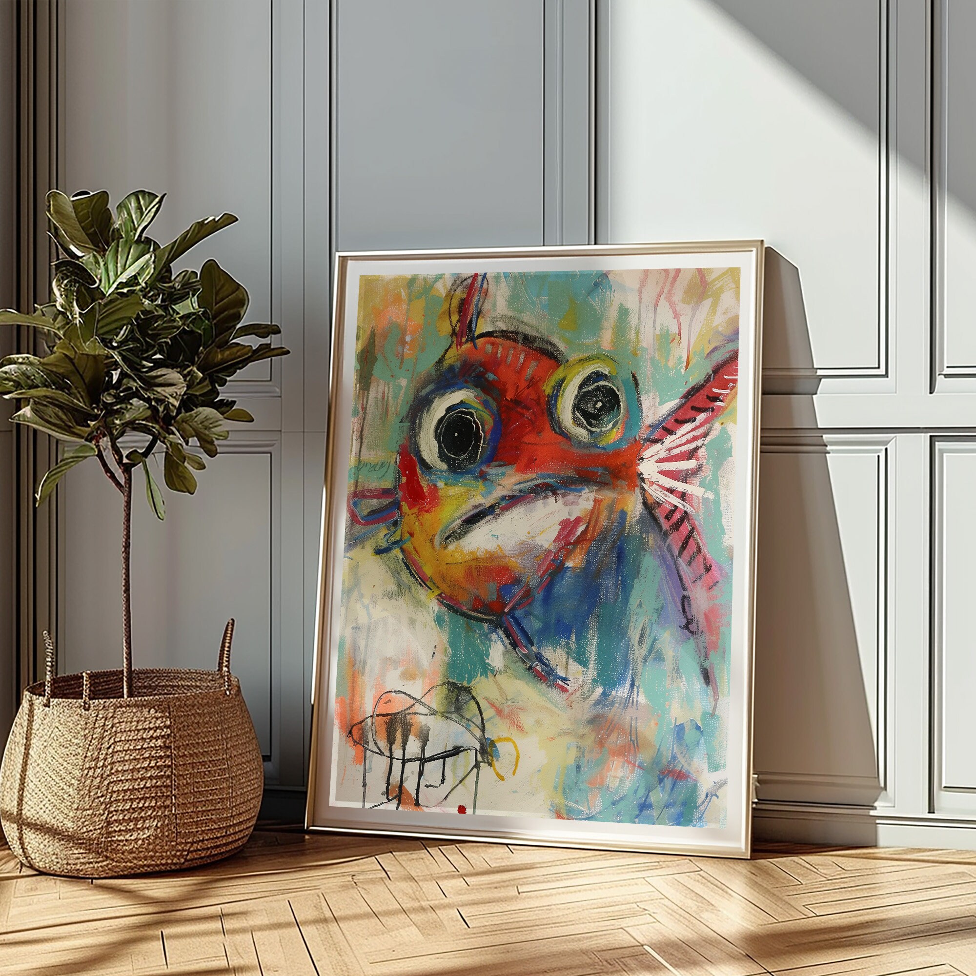 Printable Abstract Fish Painting Wall Art Digital Download, Entry ...