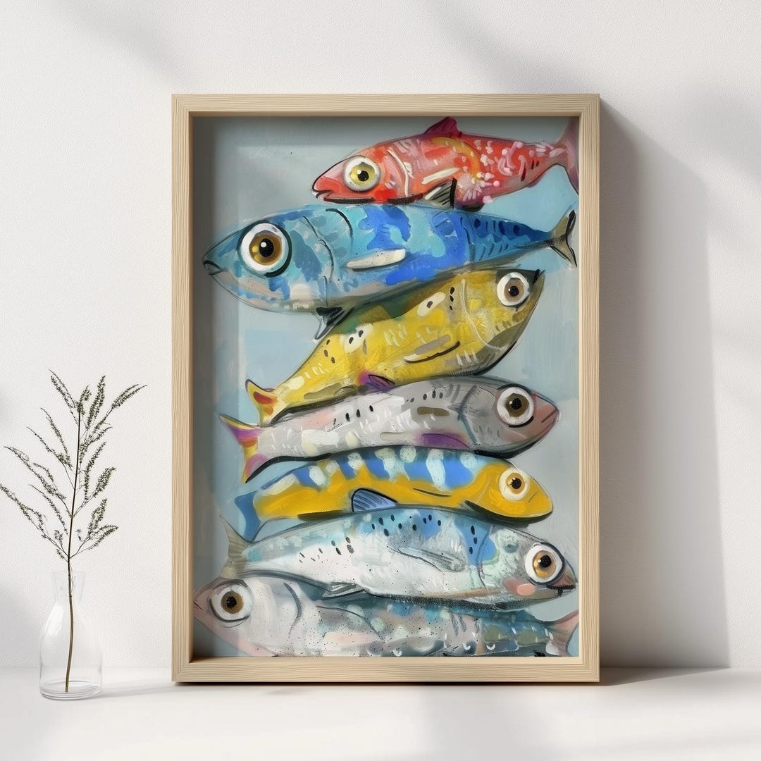Fun Printable Fish Stack Painting Wall Art Digital Download - Etsy