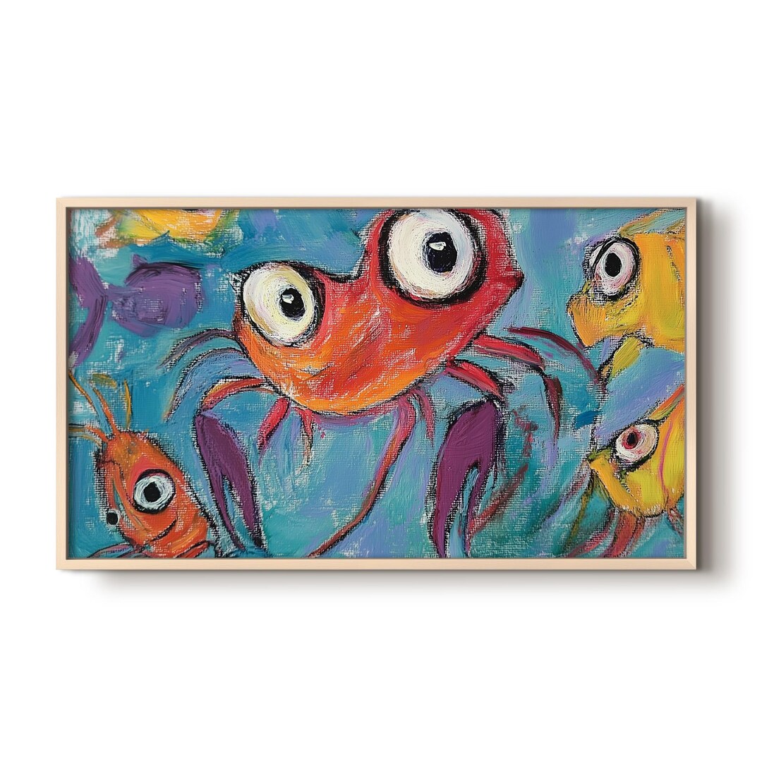 Crab Frame TV Art, Under the Sea Digital Painting Desktop Wallpaper ...