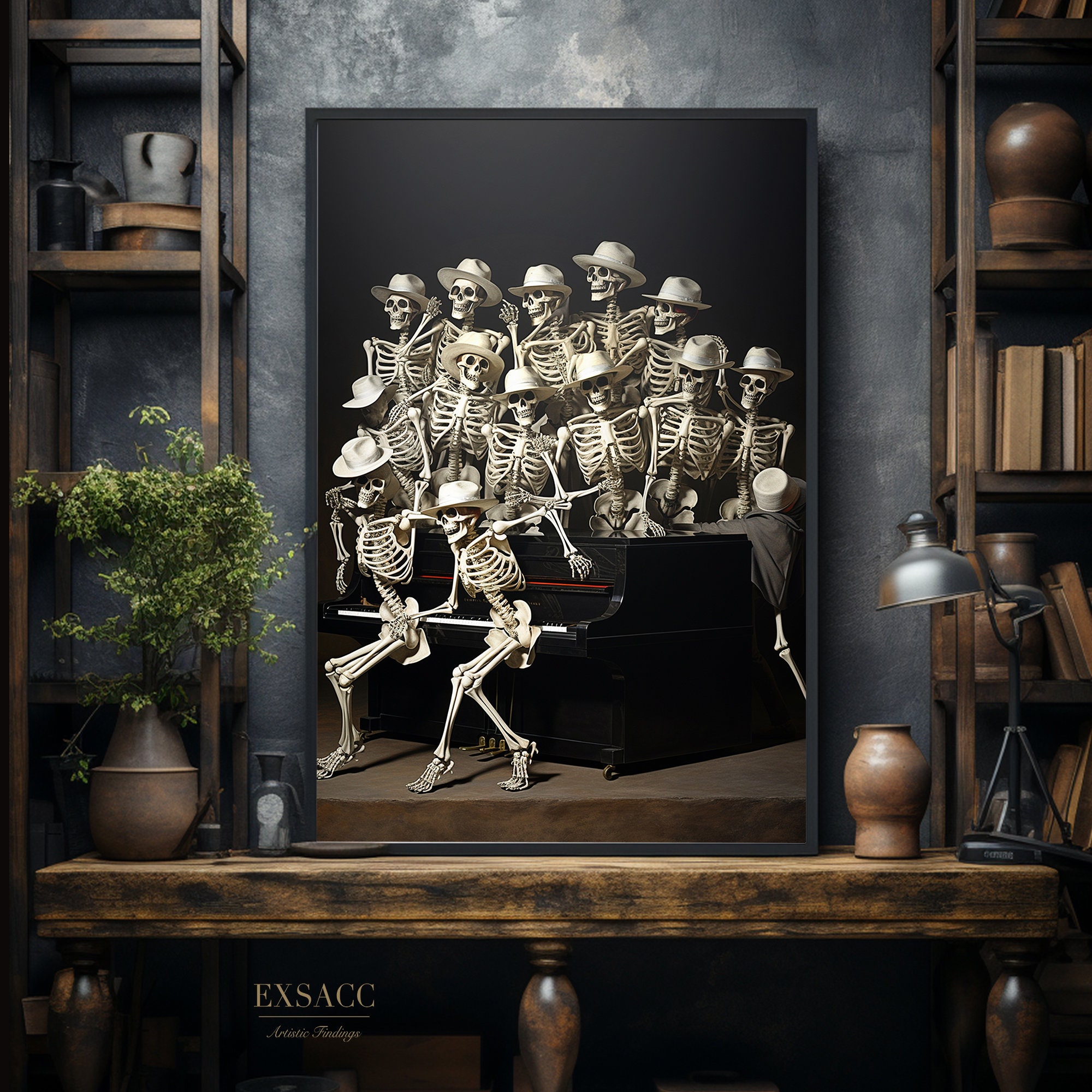 Happy Halloween Decor Skeleton Piano Band High Resolution - Etsy