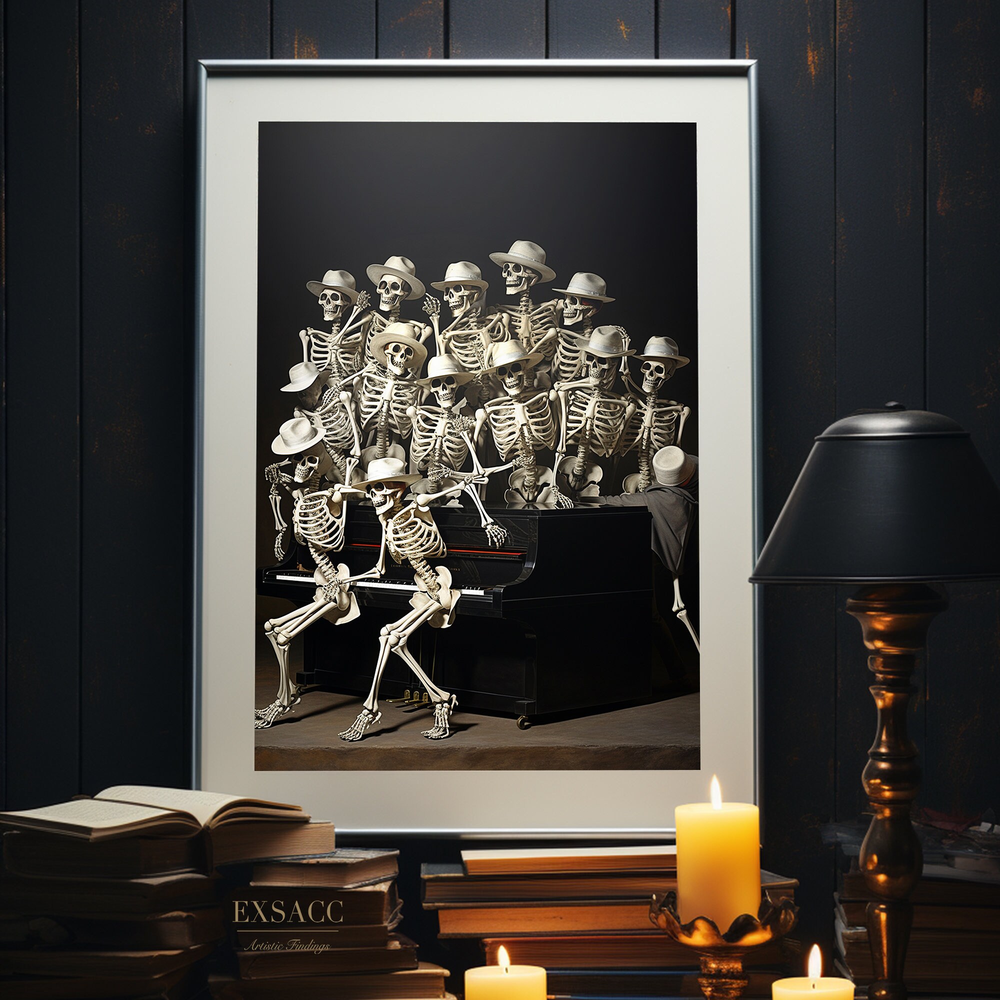 Happy Halloween Decor Skeleton Piano Band High Resolution - Etsy