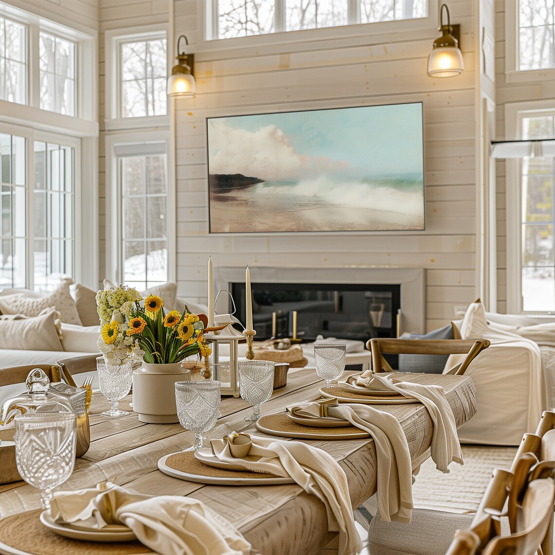 Cottagecore Frame TV Art Ocean Landscape, Works as Desktop Wallpaper ...