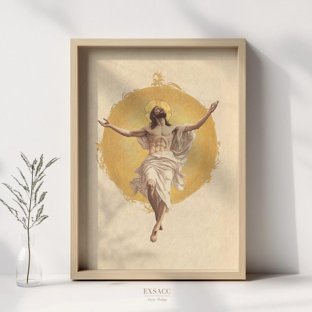 Jesus Resurrection Christian Wall Art Printable Vintage Illustration ...