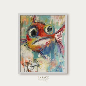 Printable Abstract Fish Painting Wall Art Digital Download, Entry ...