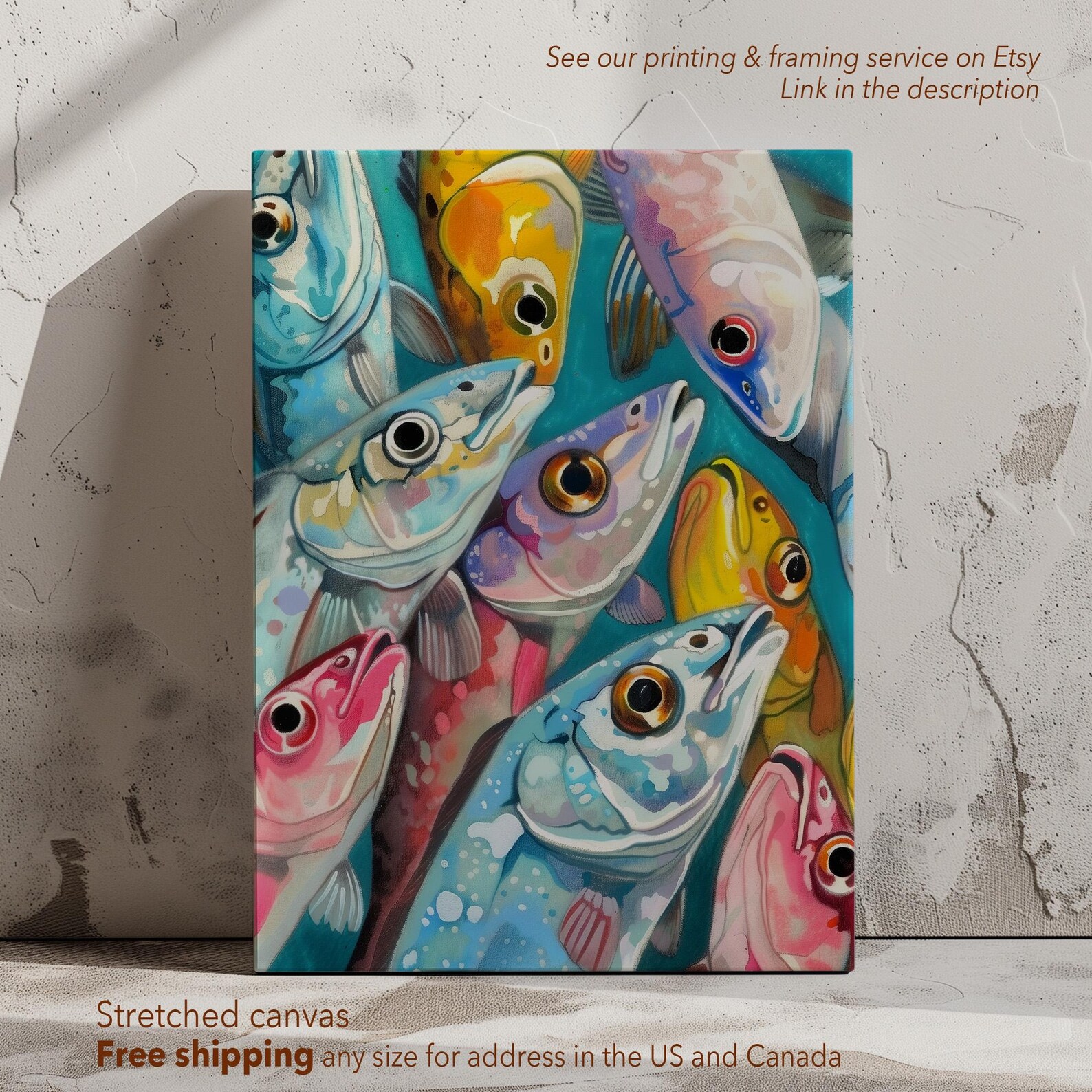 Fun Printable Fish Stack Painting Wall Art Digital Download - Etsy