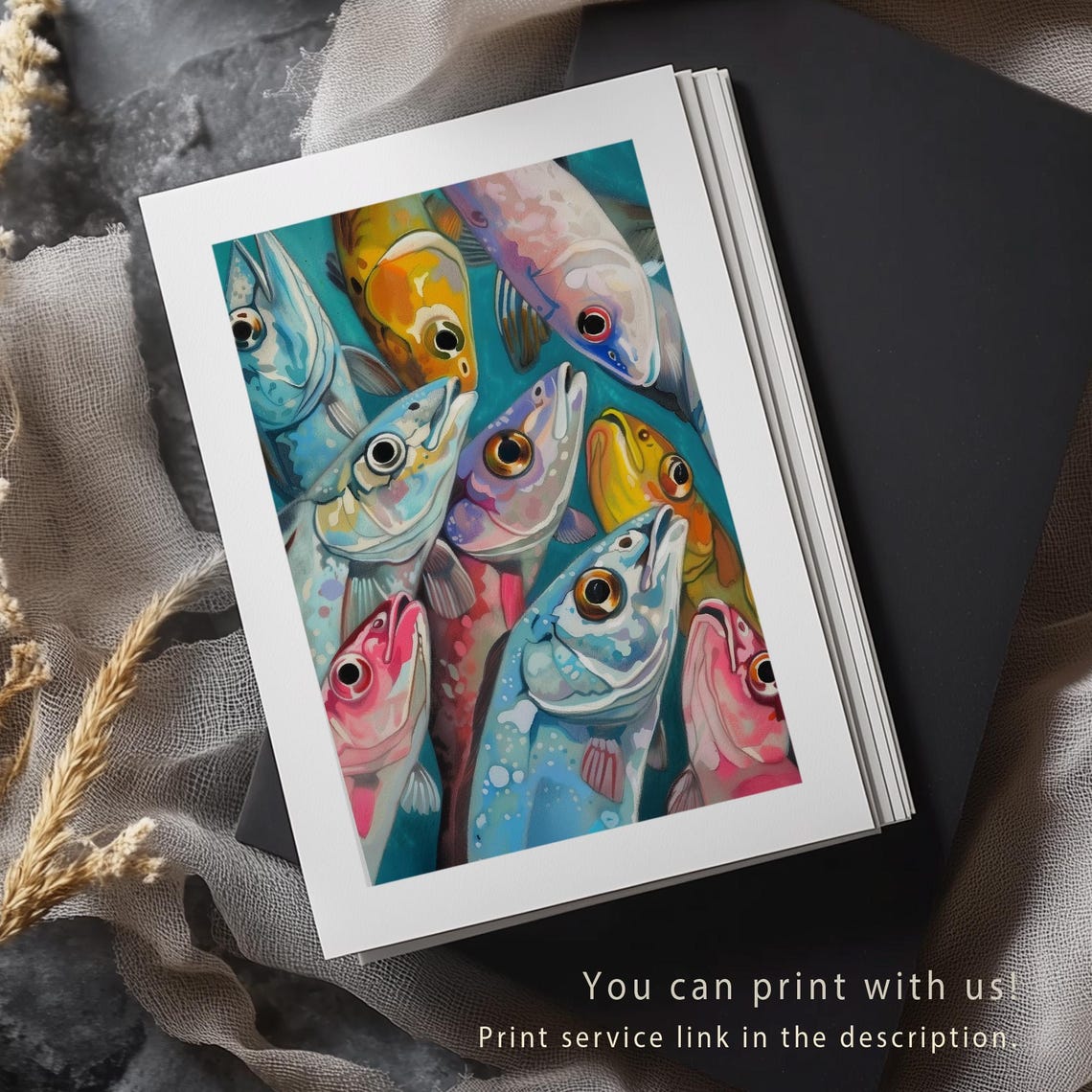 Fun Printable Fish Stack Painting Wall Art Digital Download - Etsy