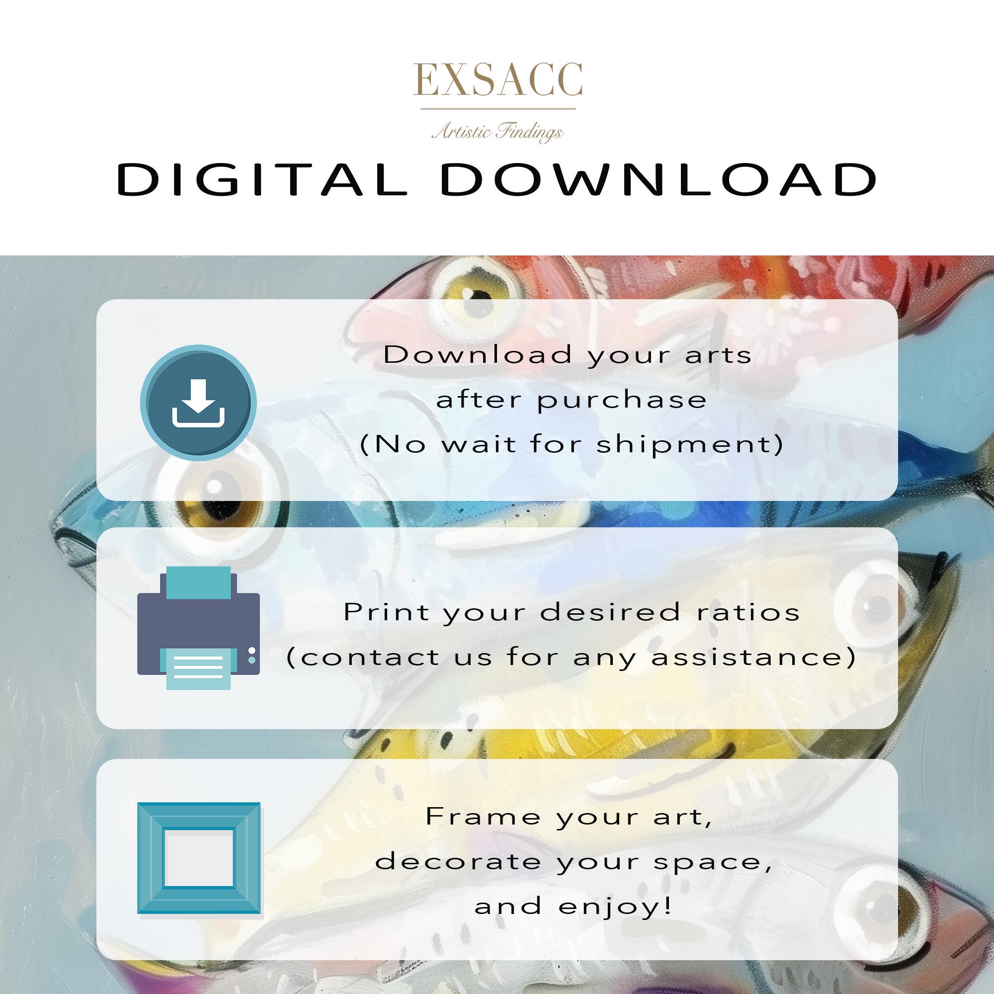 Fun Printable Fish Stack Painting Wall Art Digital Download - Etsy