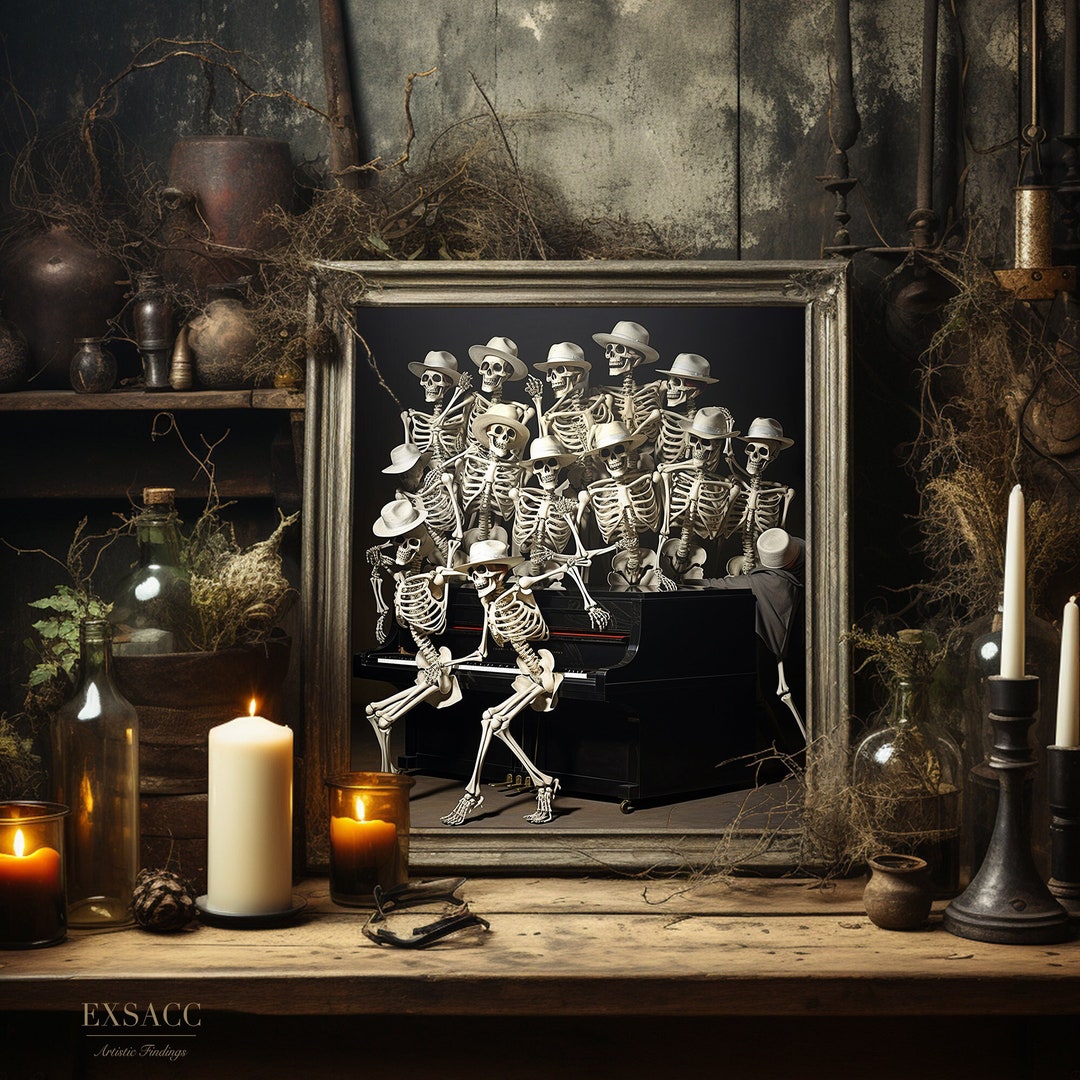 Happy Halloween Decor Skeleton Piano Band High Resolution - Etsy