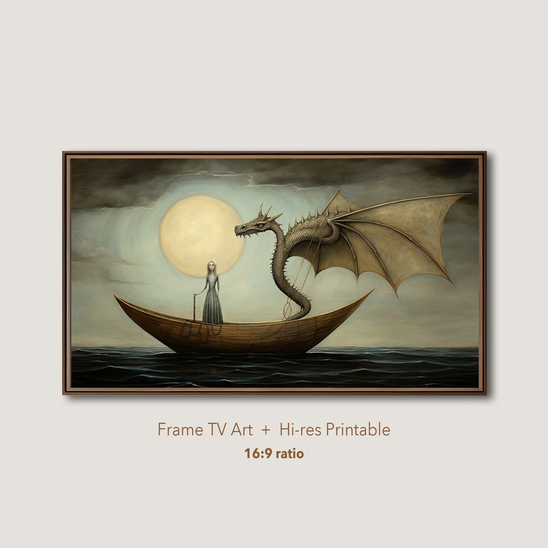 Game of Throne Inspired Dragon Frame TV Art, Dark Academia Computer ...