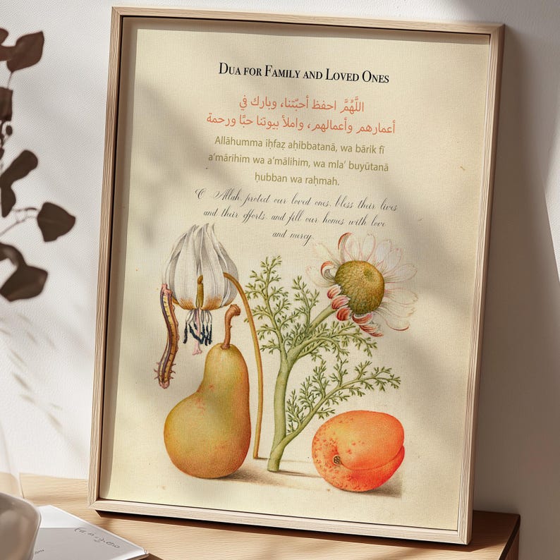 Dua for Family Printable Islamic Wall Art, Vintage Caterpillar Fruits ...
