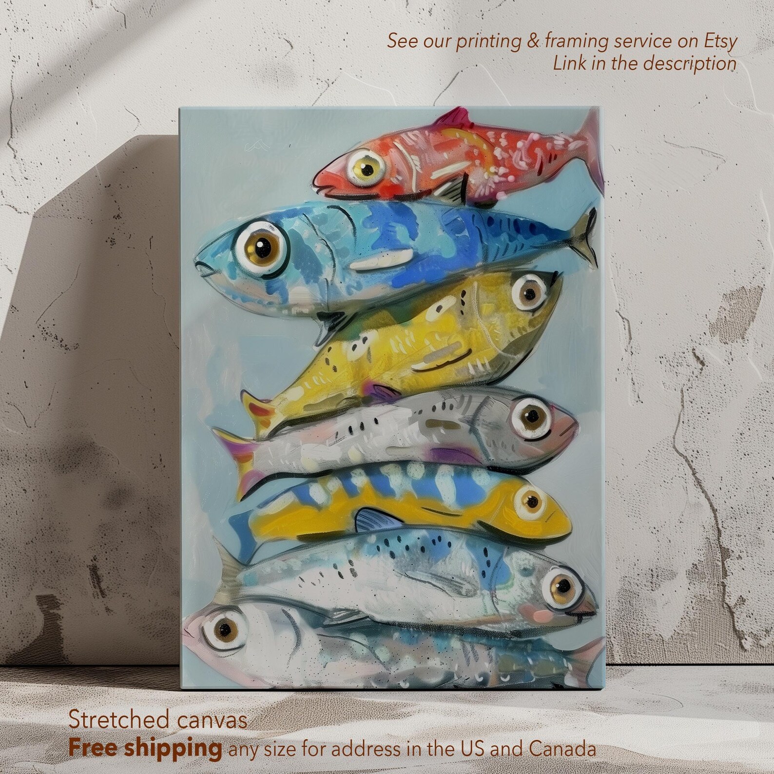 Fun Printable Fish Stack Painting Wall Art Digital Download - Etsy