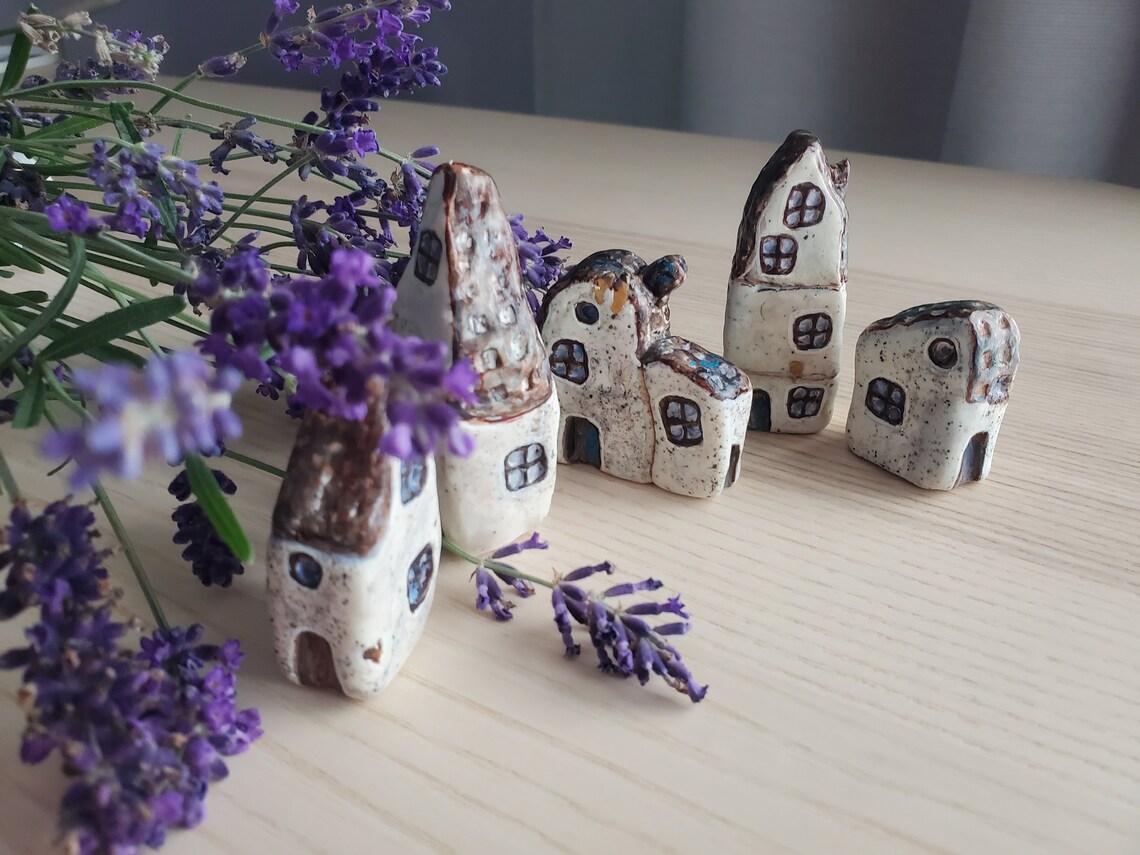 Miniature Clay Houses, Collectible Handmade Fairy Cottages, Rustic ...