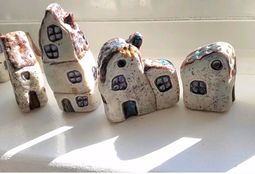 Miniature Clay Houses, Collectible Handmade Fairy Cottages, Rustic ...