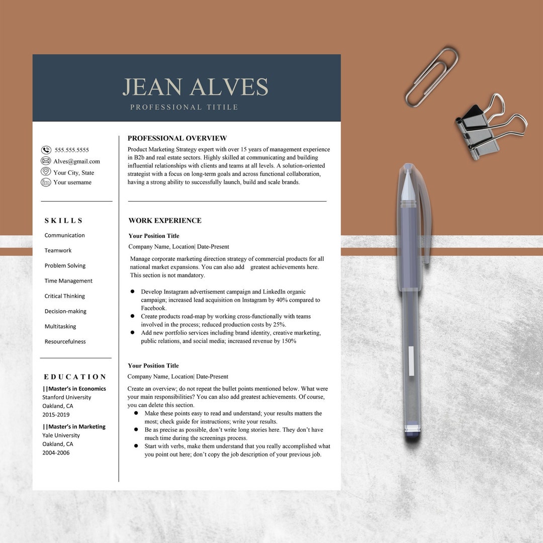 Reference Résumé Template, Clean Resume Template for Google Docs ...
