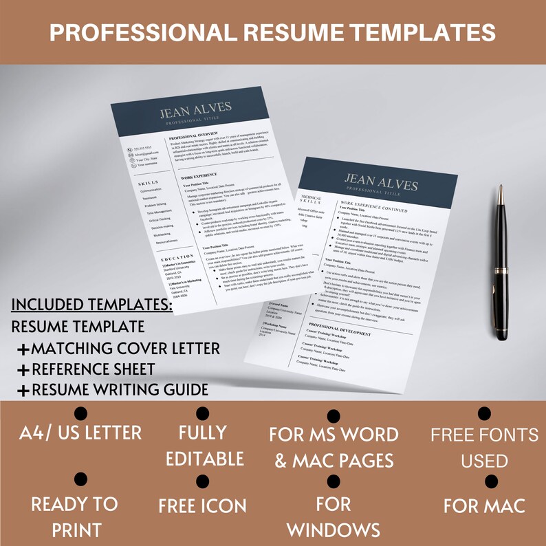 Reference Résumé Template, Clean Resume Template for Google Docs ...