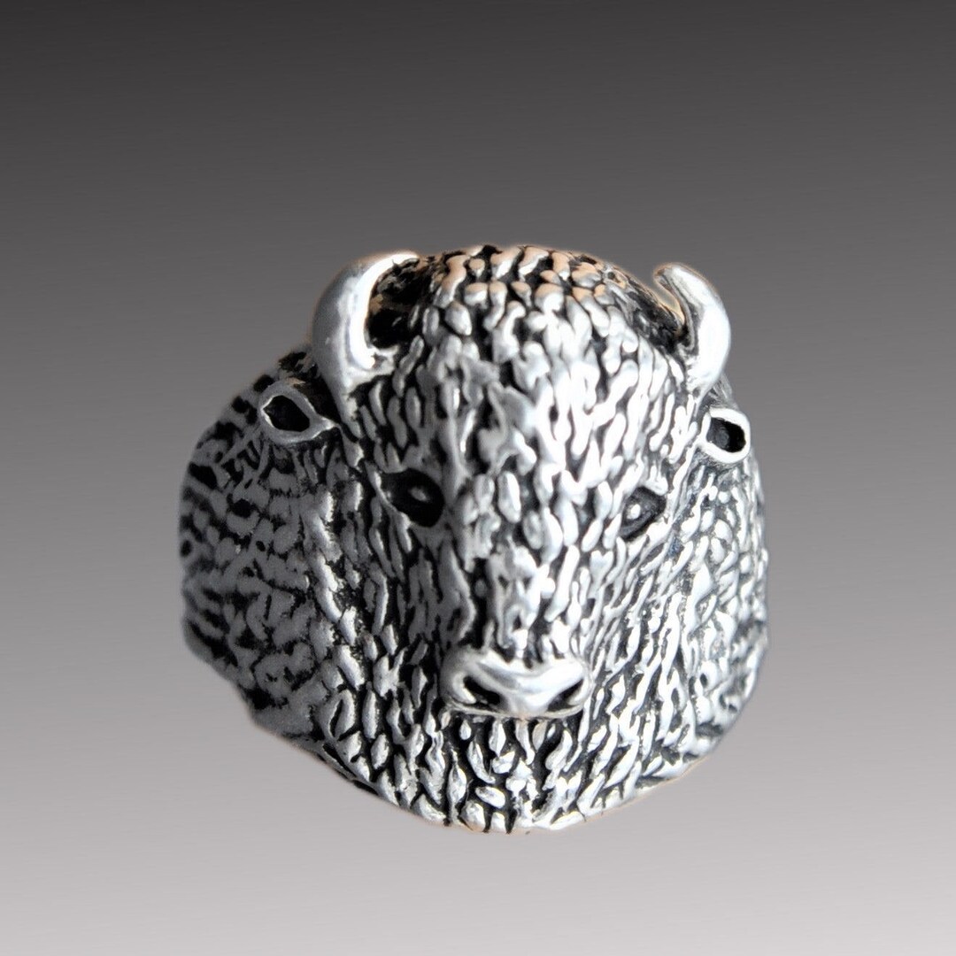 Buffalo or Bison Ring Sterling Silver .925 Men's Ring Size 8-15 - Etsy